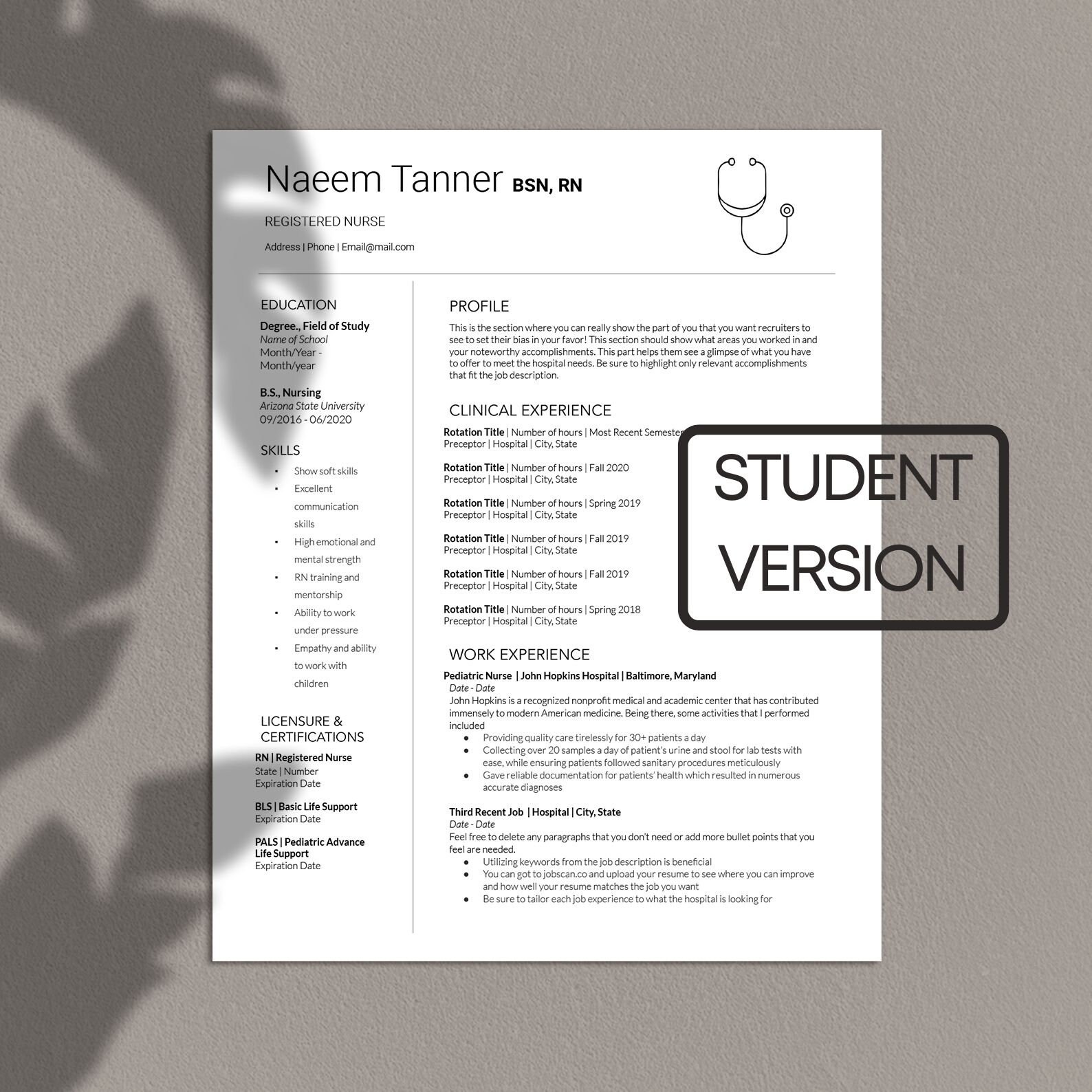 Nurse Resume Template | Google Docs Resume Template | Creative Resume ...