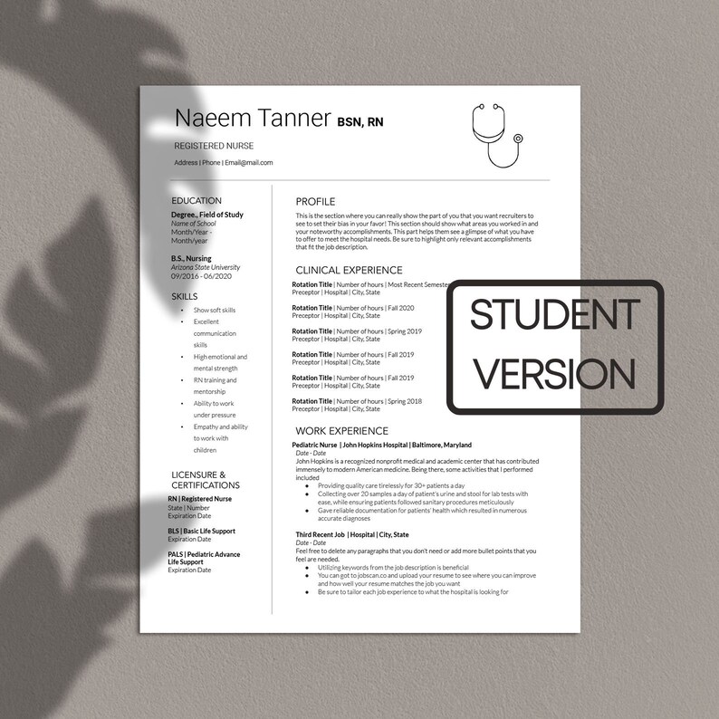 Nurse Resume Template | Google Docs Resume Template | Creative Resume ...