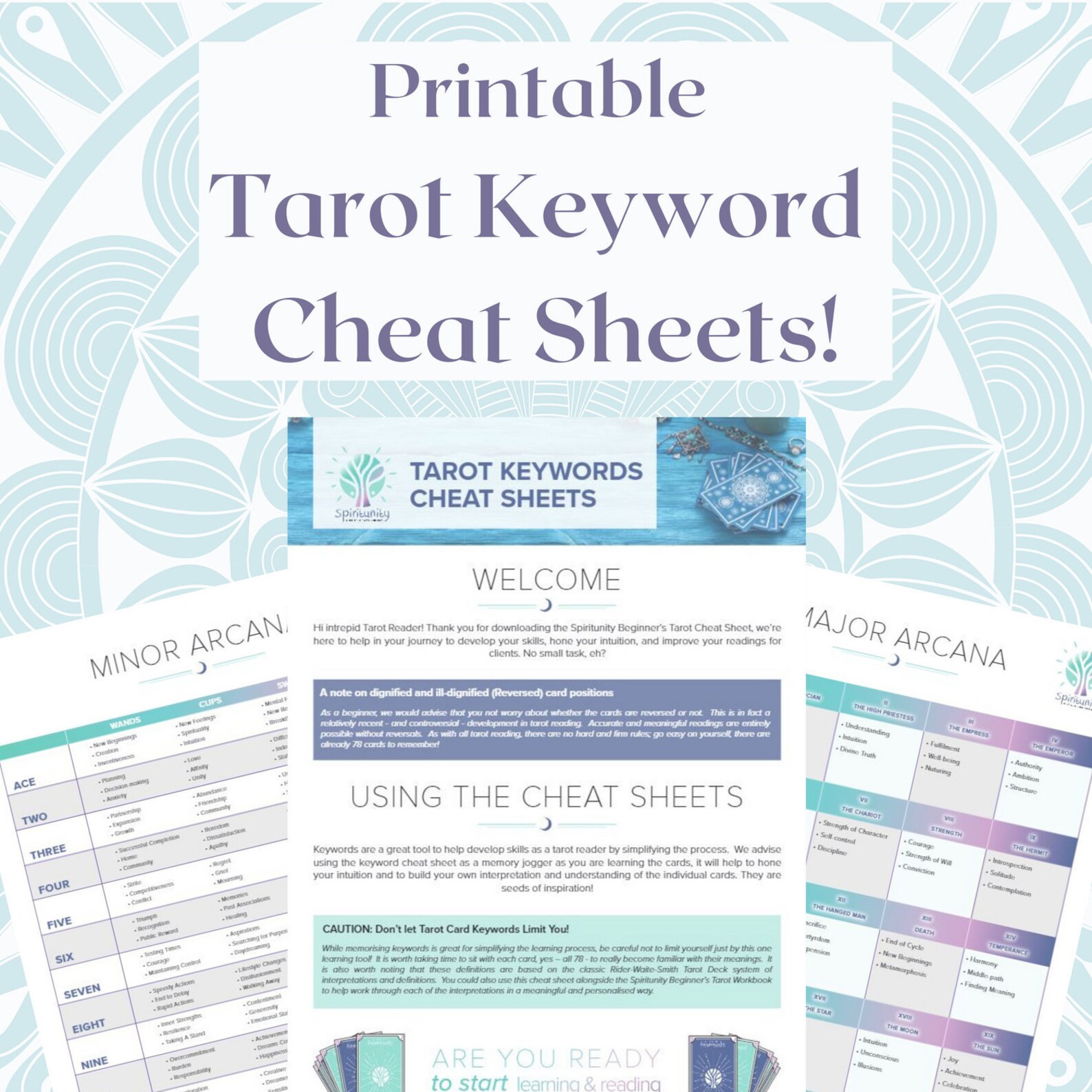 Beginner's Tarot Keyword Cheat Sheet | Printable | Instant Download ...
