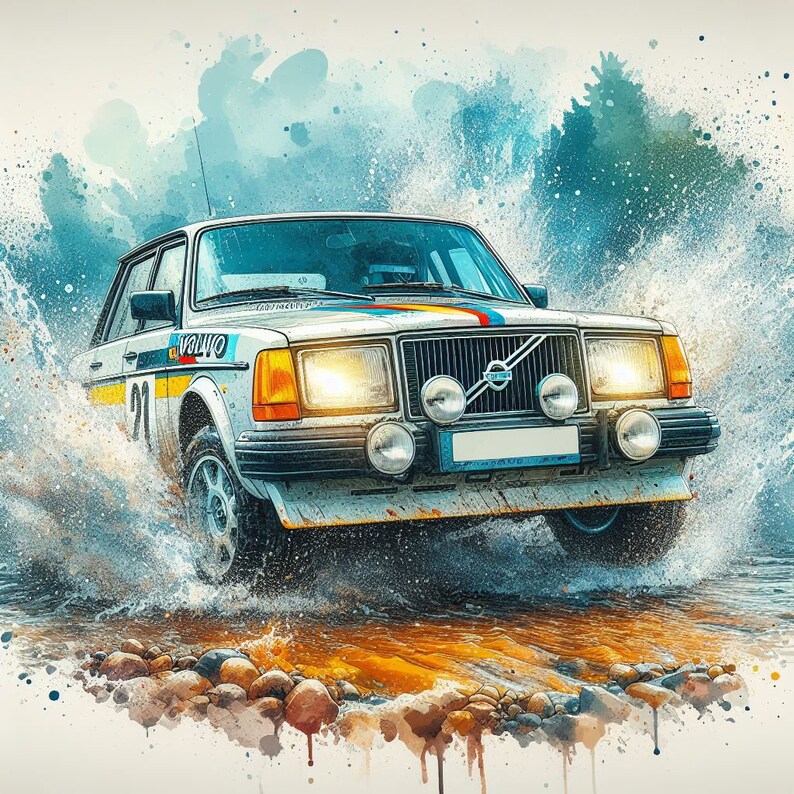 Volvo 240 Rally Car Birthday Card or Greetings Card by Classic Car ...