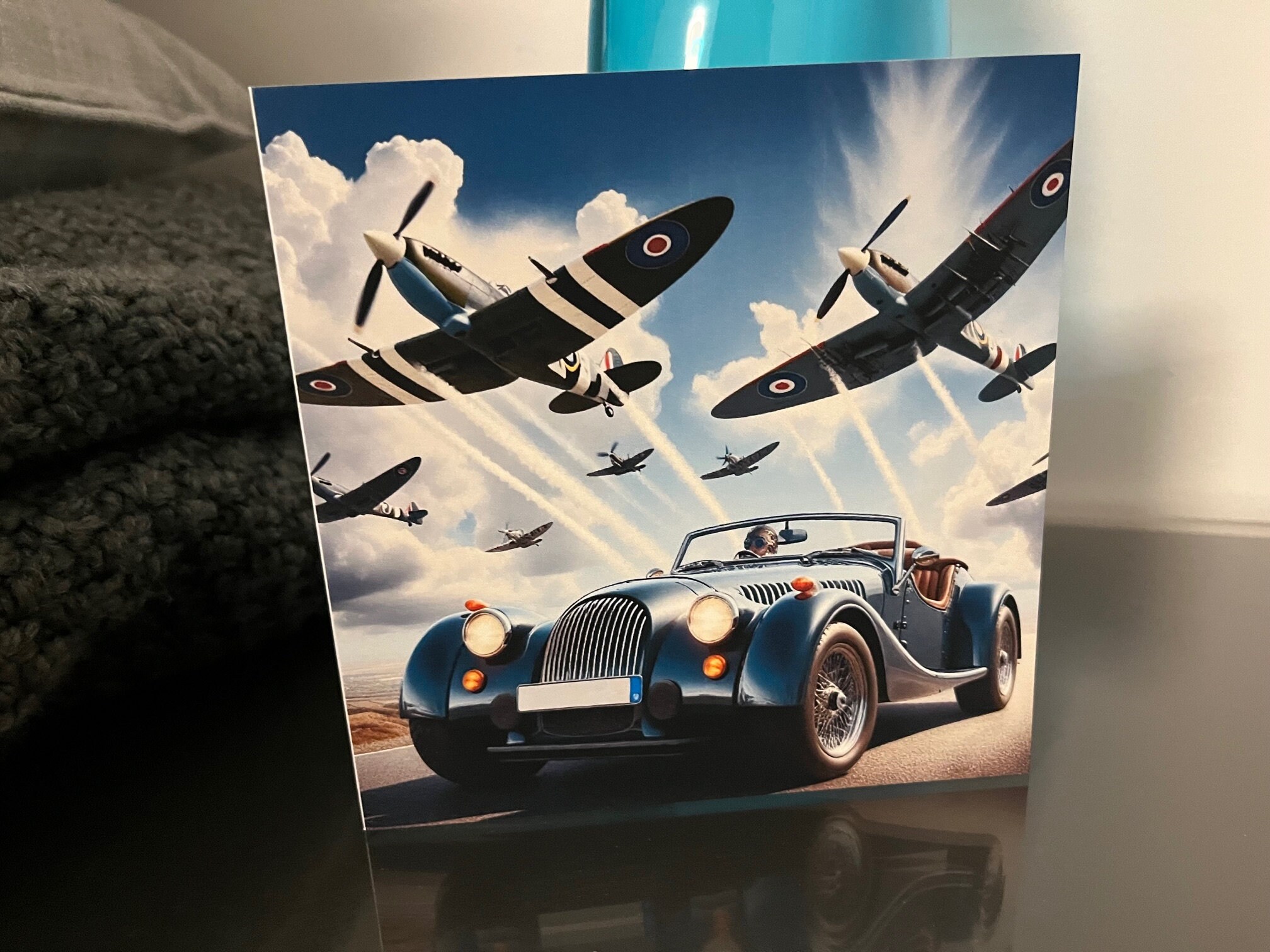 Morgan Sports Car & Spitfire Birthday Greetings Card by Classic Car ...