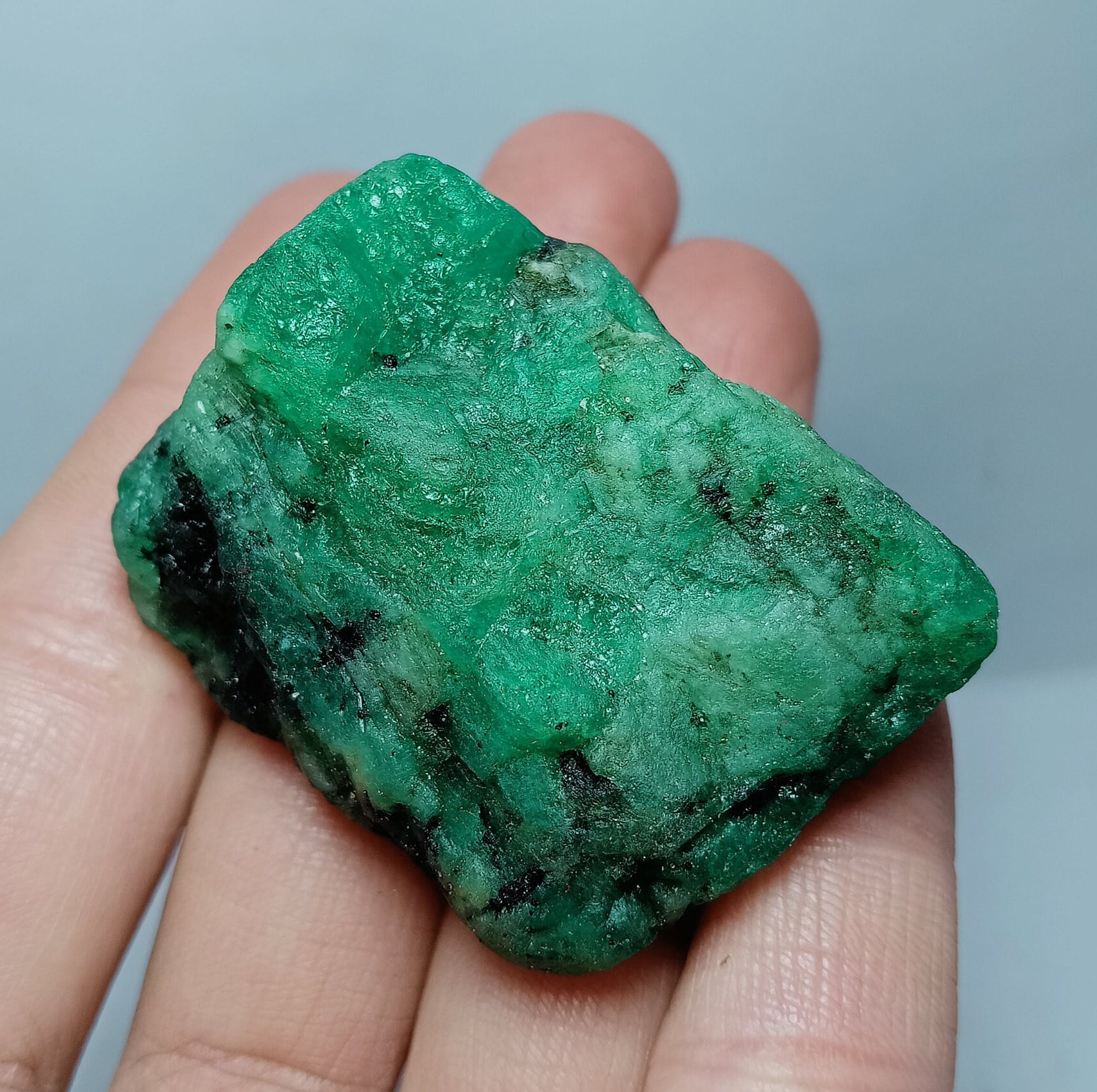 Big Emerald Rough Stone / Natural Zambian Emerald Rough Stone - Etsy