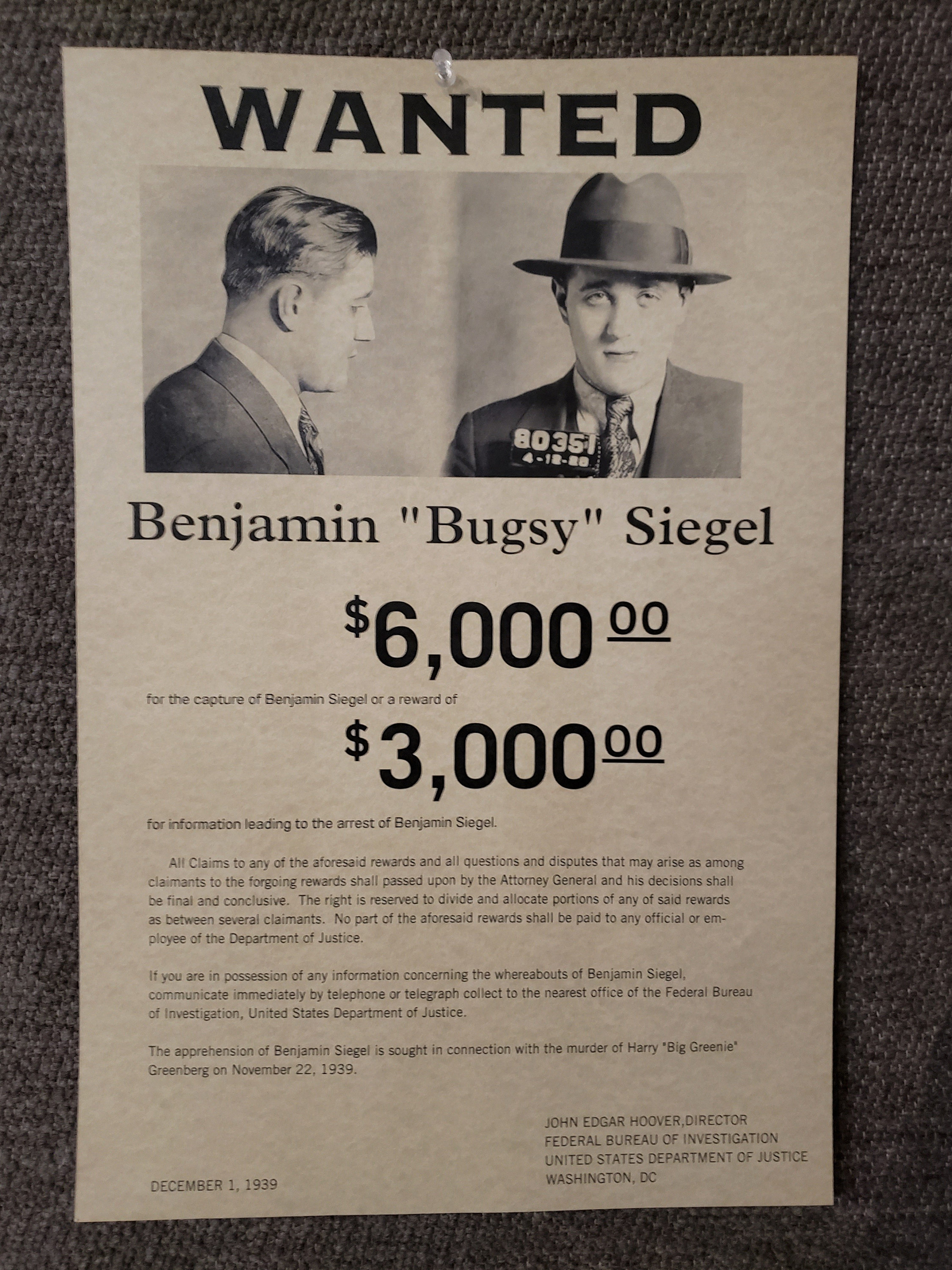 Wanted Posters Benjamin "bugsy" Siegel - Etsy