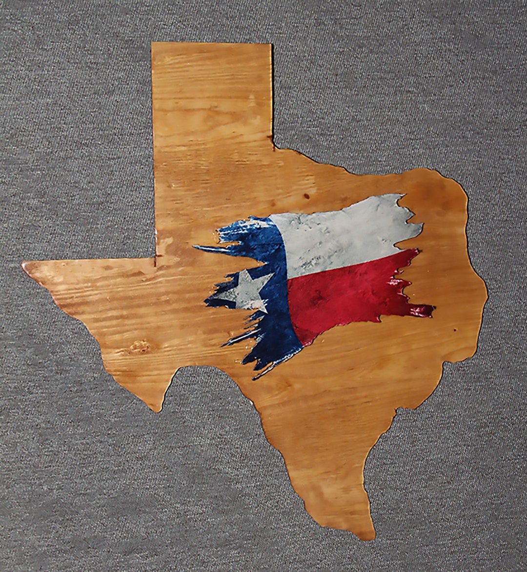 State of Texas Wood Cutout With a Texas Flag - Etsy