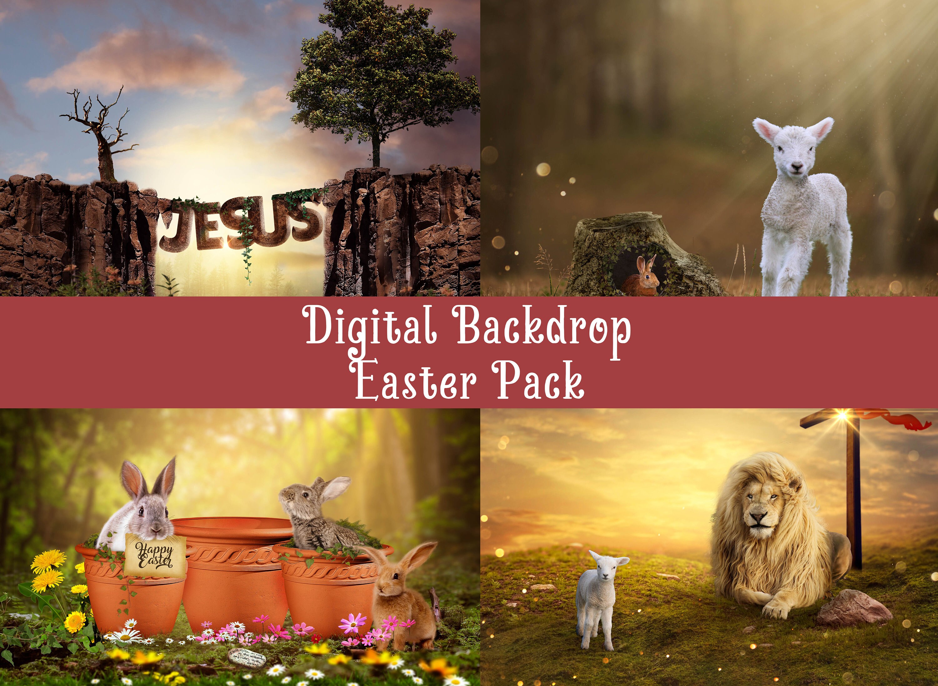 Easter Digital Background Instant Download. Happy Easter Pack. Mobile ...