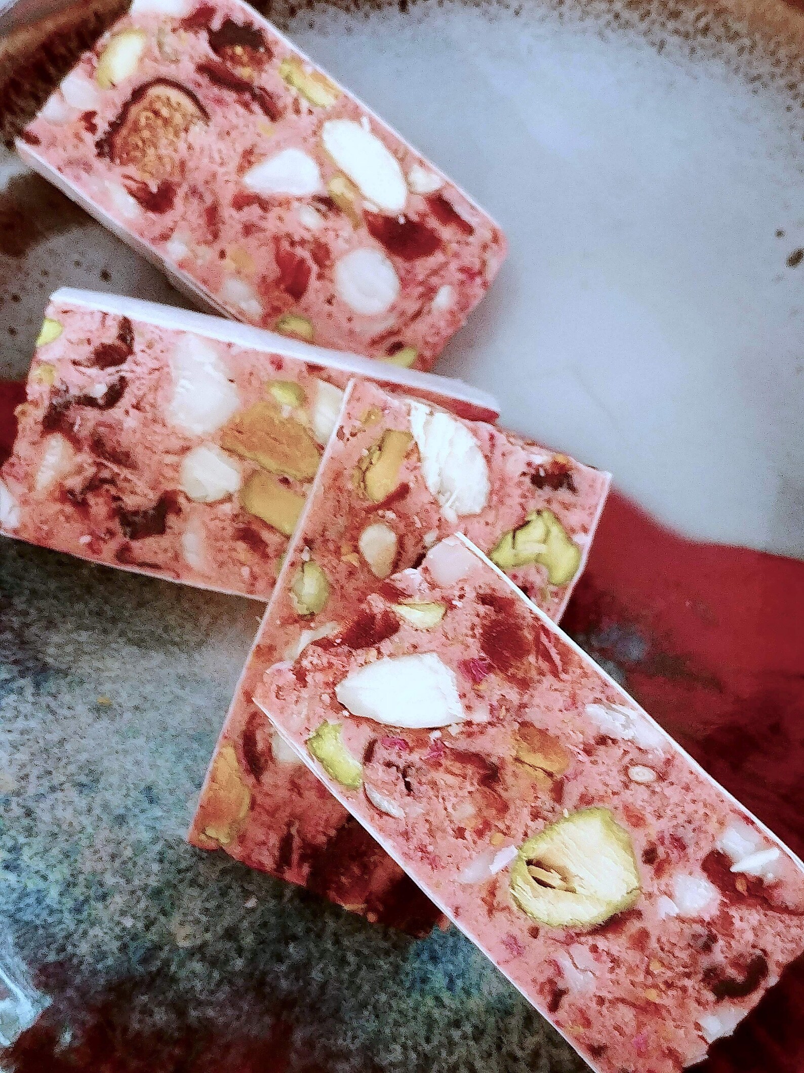 Roseberry Nougat Bar (2"), Artisan Confection, Organic French Candy ...
