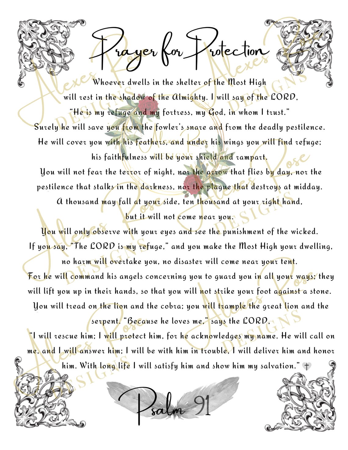 Prayer For Protection psalm 91 Etsy Prayer For Protection psalm 91 Etsy