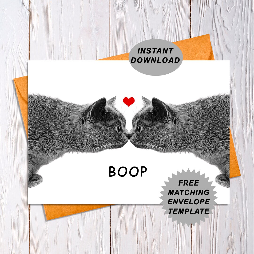 Printable Cat Boop Card, Cute Valentine's Day Card, Anniversary Card ...
