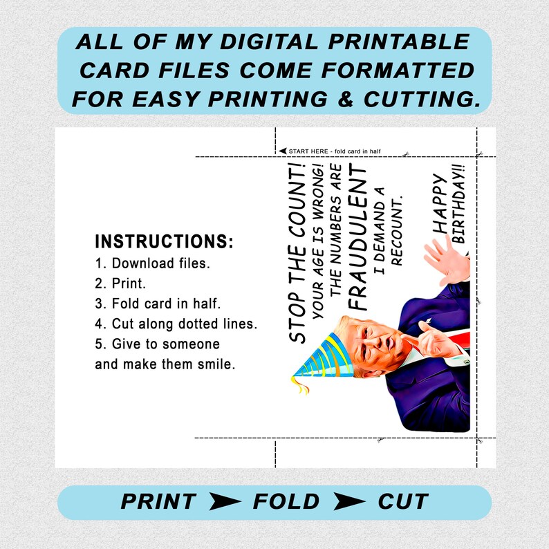 Funny Donald Trump Recount Birthday Card (digital Download) - Etsy