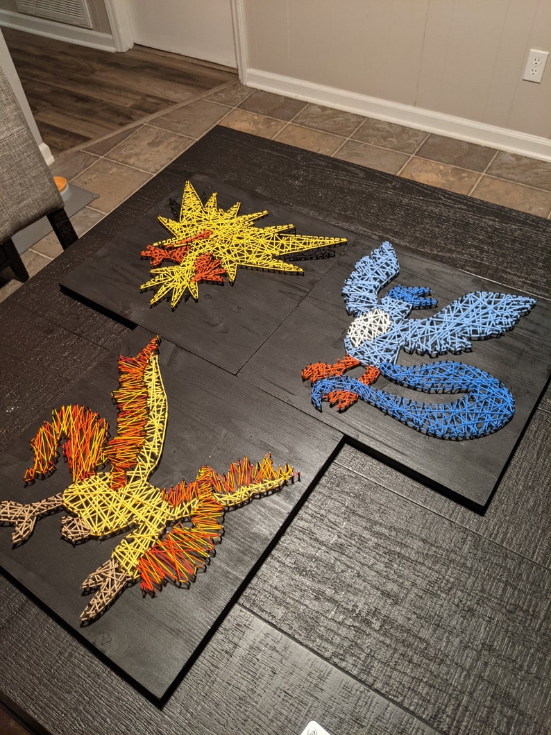 Pokemon Kanto Legendary Birds String Art, Zapdos, Articuno, Moltres - Etsy