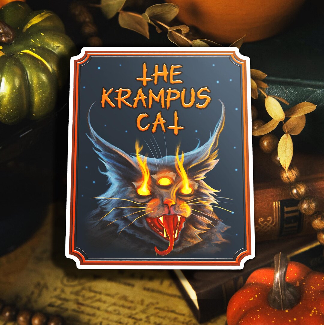Spooky Krampus Cat Stickers - Water Bottle Decals, Halloween Decor ...