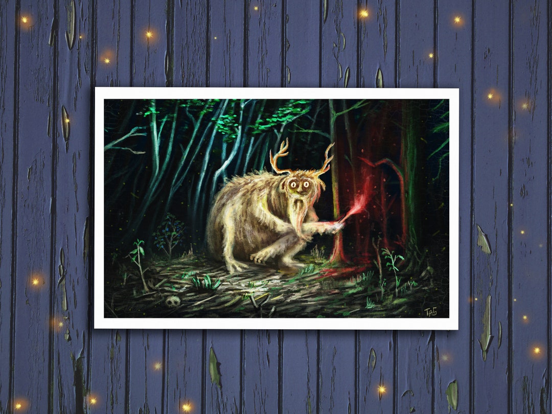 Leshy Fantasy Slavic Mythology Poster, Forest Creature Pagan Art Print ...