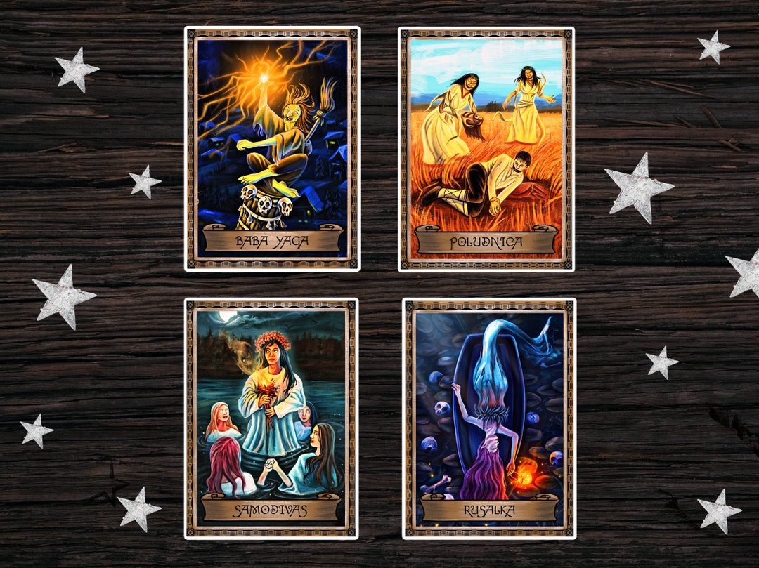 Slavic Mythology Creatures Folk Horror Sticker Sheet, 4 Pcs. Macabre ...