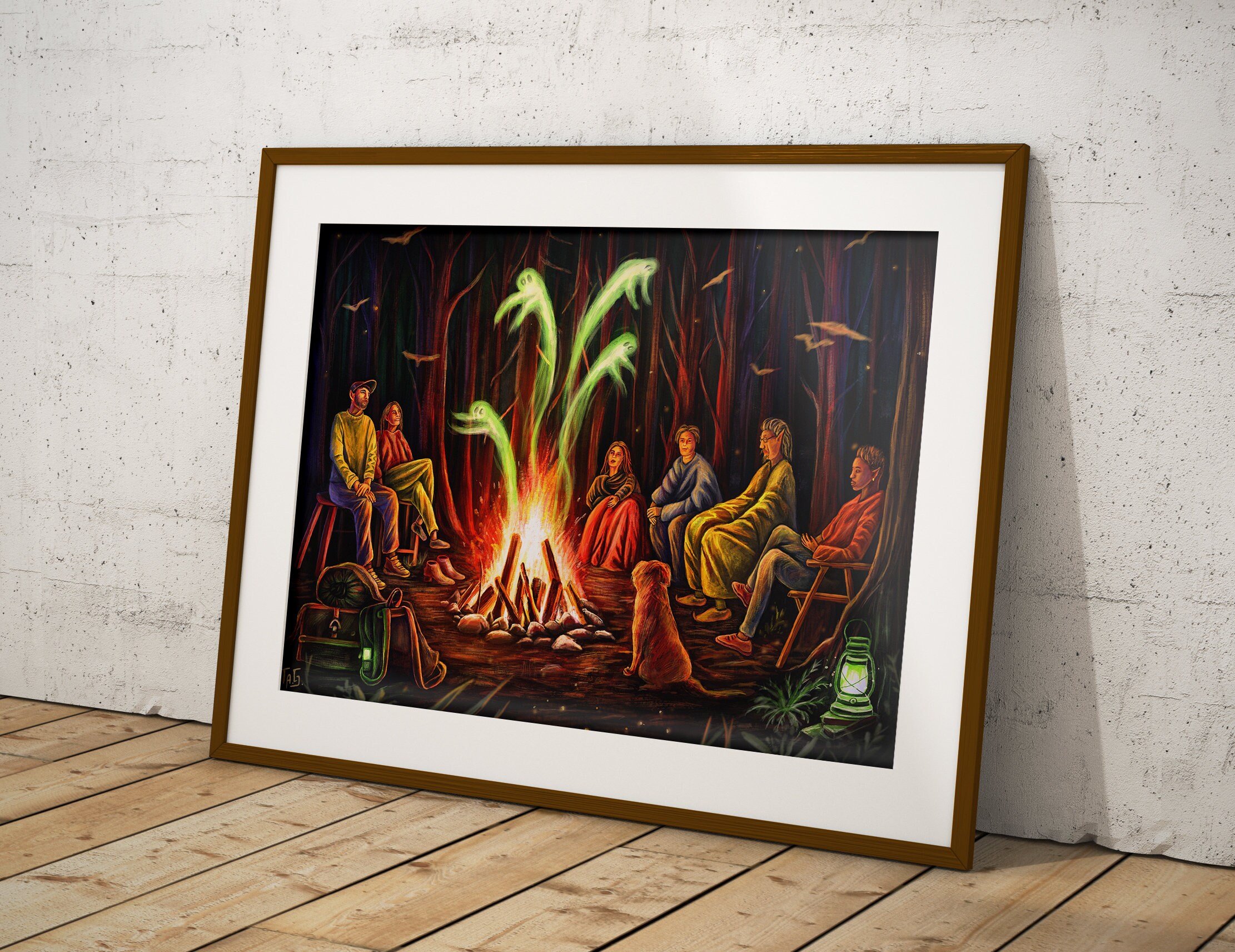 The Spooky Campfire Folk Fantasy Magic Art Print, Bonfire Video Game ...