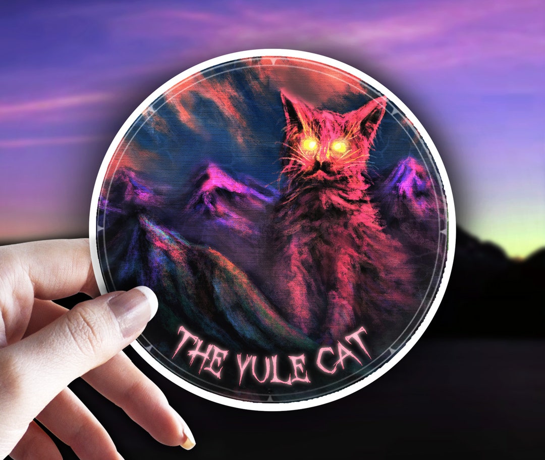 Yule Cat Icelandic Mythology Pagan Sticker, Fantasy Cryptid Dark ...