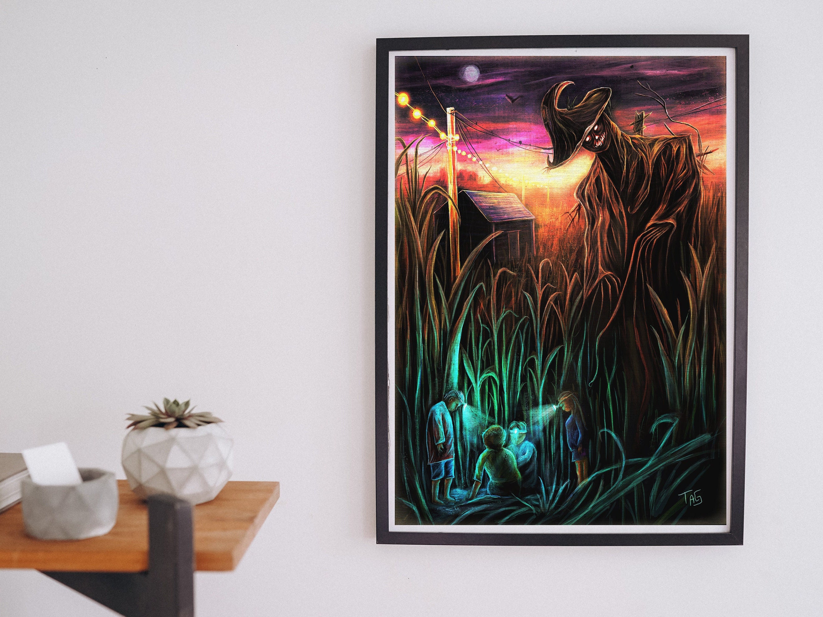 Creepy Scarecrow Fantasy Fall Print, Horror Folk Cryptid Poster ...