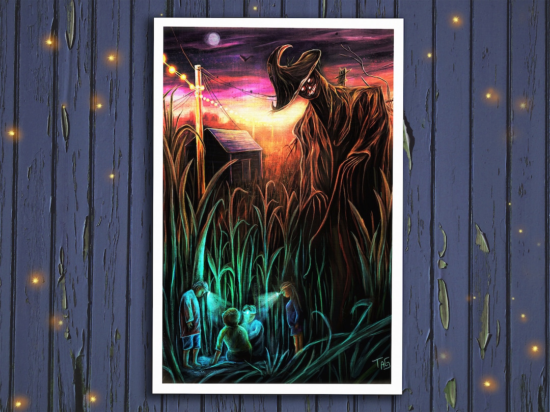 Creepy Scarecrow Fantasy Fall Print, Horror Folk Cryptid Poster ...