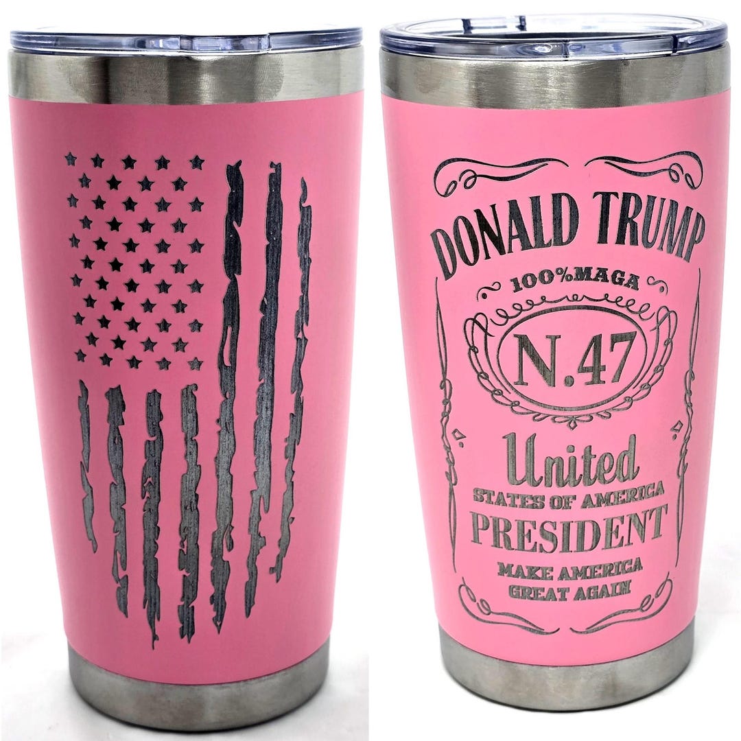 Trump 2024 Laser Engraved 20oz Pink Tumbler, MAGA for 47 President, I'm ...