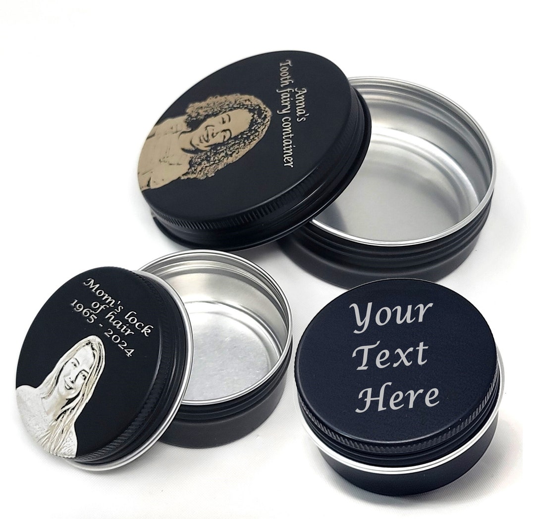 Personalized Storage Tin Jar Round Aluminum Custom Keepsake Container ...