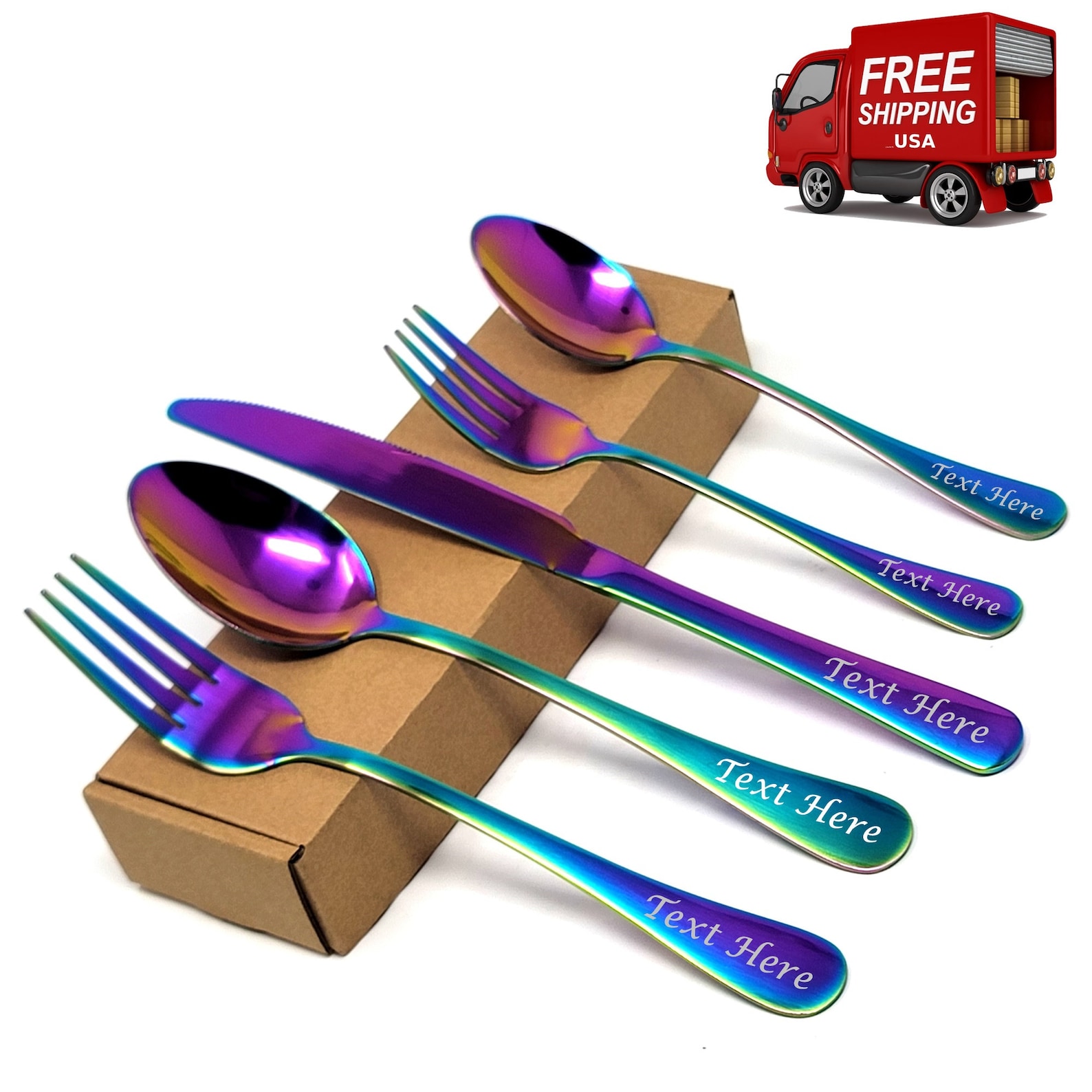 Personalized Portable Utensils Travel Camping Cutlery Set 5 PC Knife ...