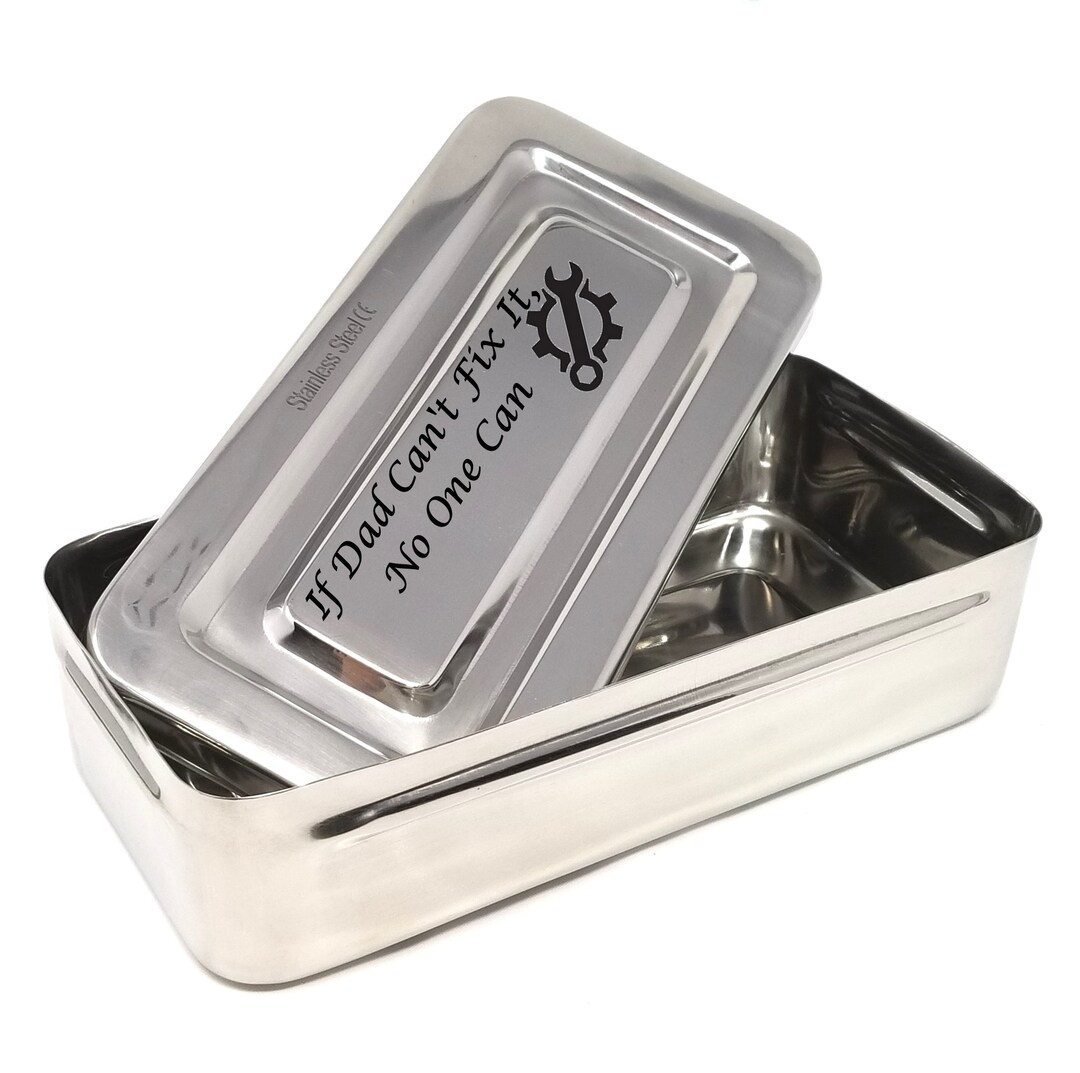 Custom Engraved Dad's Tool Box Personalized Keepsake Bin Stainless ...