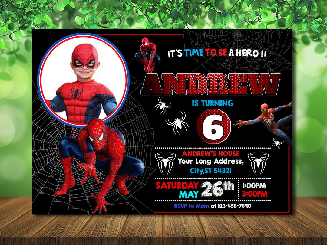 Spiderman Invitation With Photo - Amazing Spider-man Birthday Invite ...