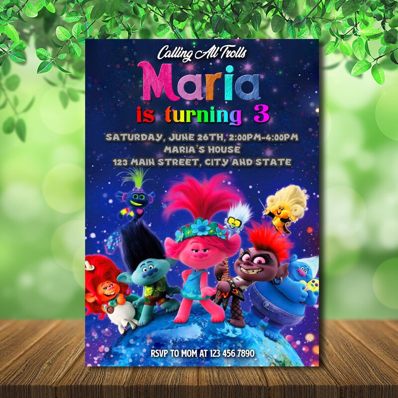 Trolls World Tour Birthday Invitation - Etsy
