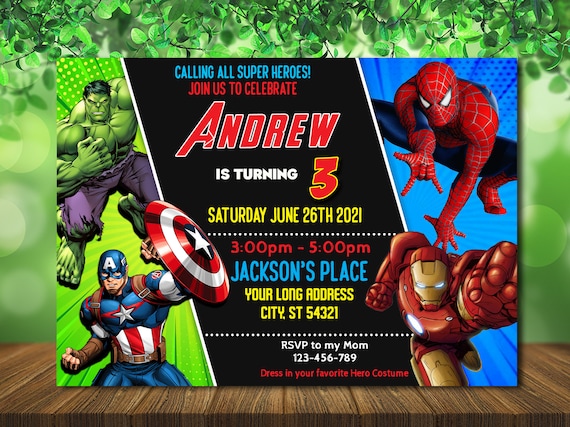 Marvel Themed Invitations