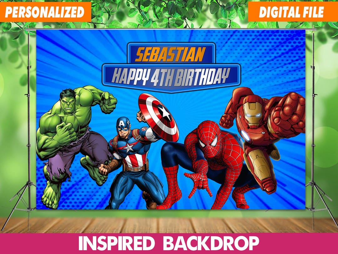 Custom Avengers Birthday Backdrop: Personalized Kids Party Decor ...
