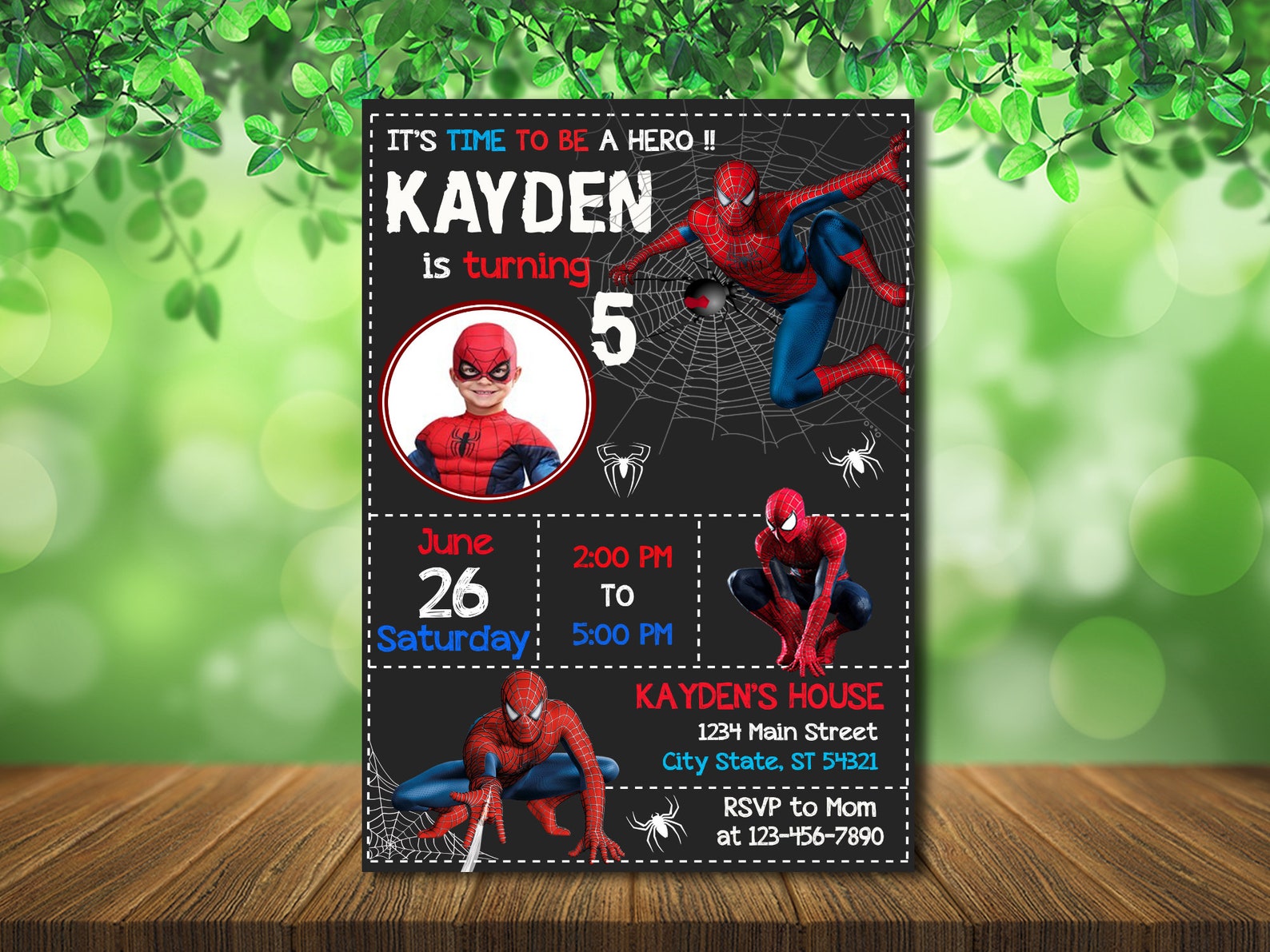 Spiderman Digital Invite Spiderman Invitation With Photo Spiderman ...