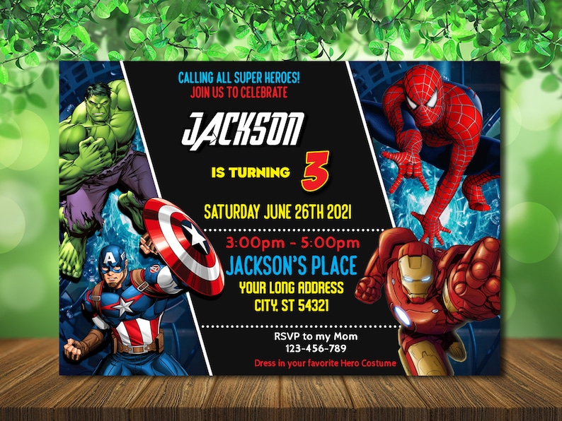 Personalized Avengers Birthday Invitation: Superhero Party (digital) - Etsy