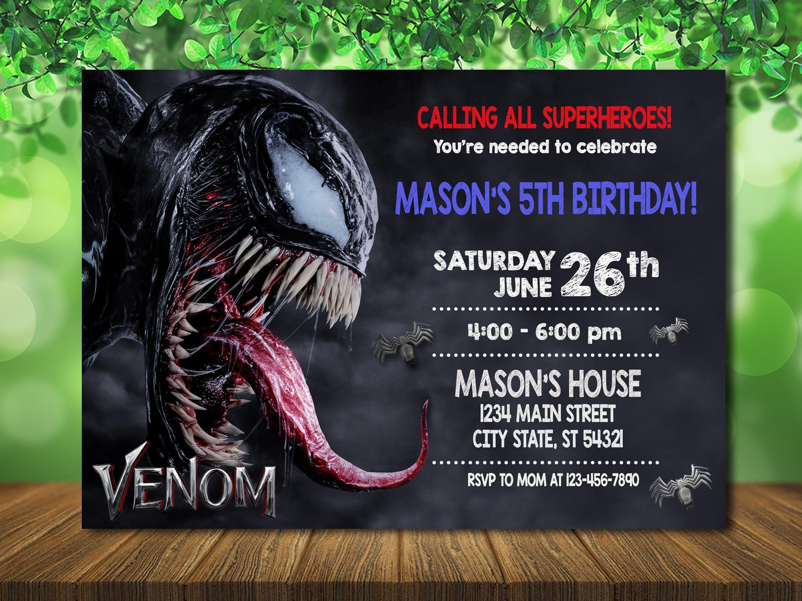 Venom Birthday Invitation: Superhero Party (digital File) - Etsy