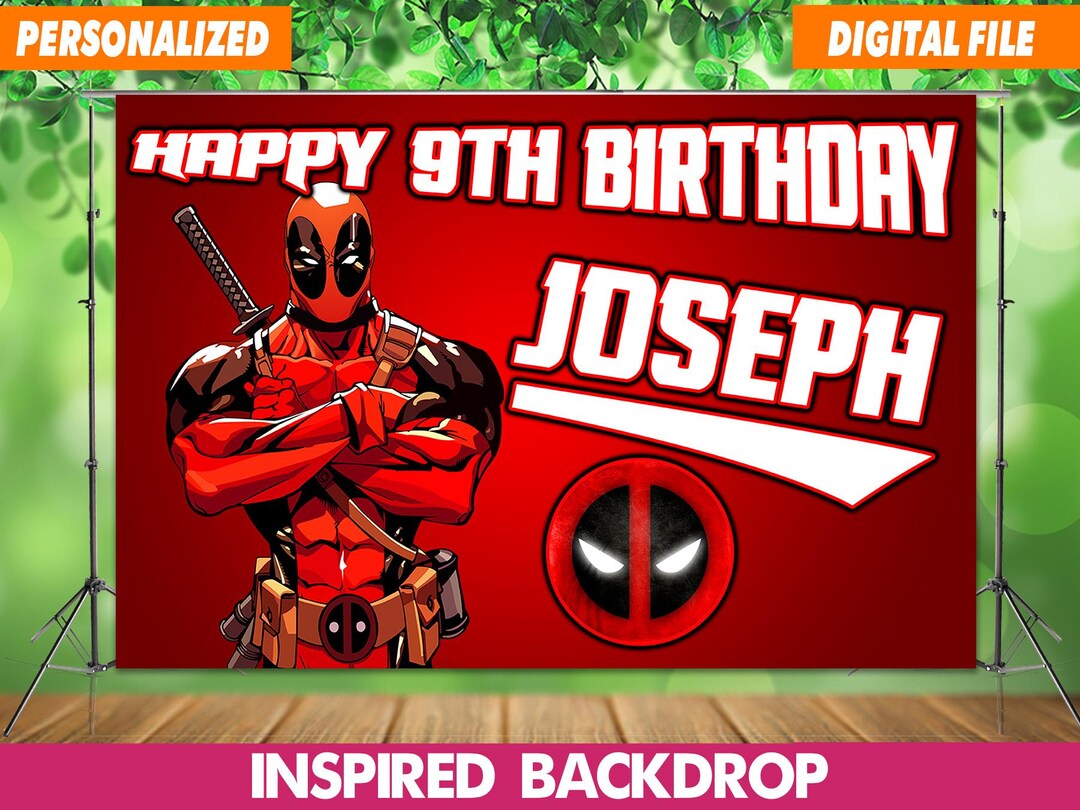 Personalized Deadpool Birthday Backdrop: Superhero Party Decor (digital ...