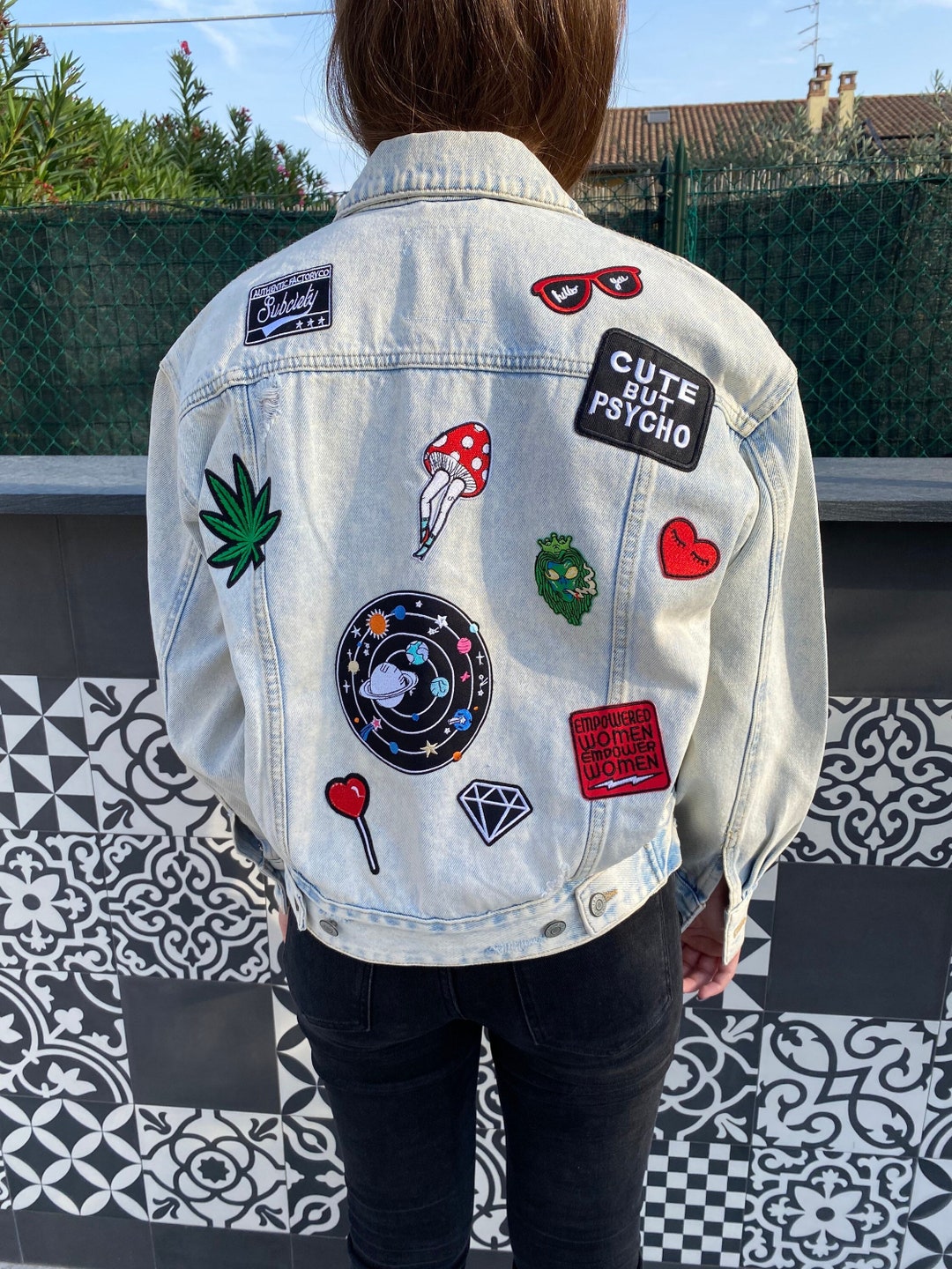 Punk Patches Jacket, Retro Biker Style Jacket, Homemade in Italy Rock ...
