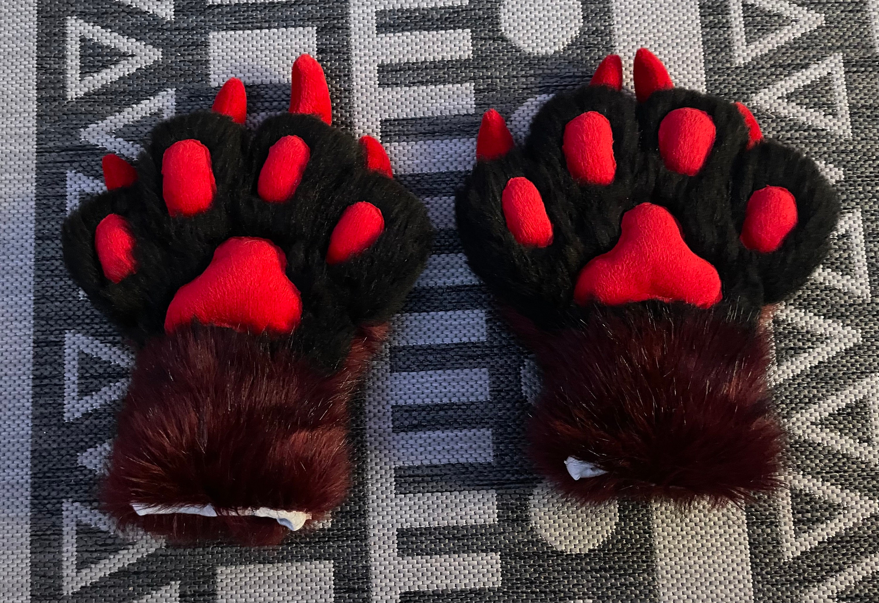 Black and Red Fursuit Paws - Etsy
