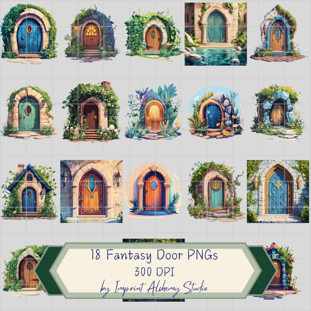 18 Fantasy Door 300 DPI Commercial Pngs | Fantasy Clipart ...