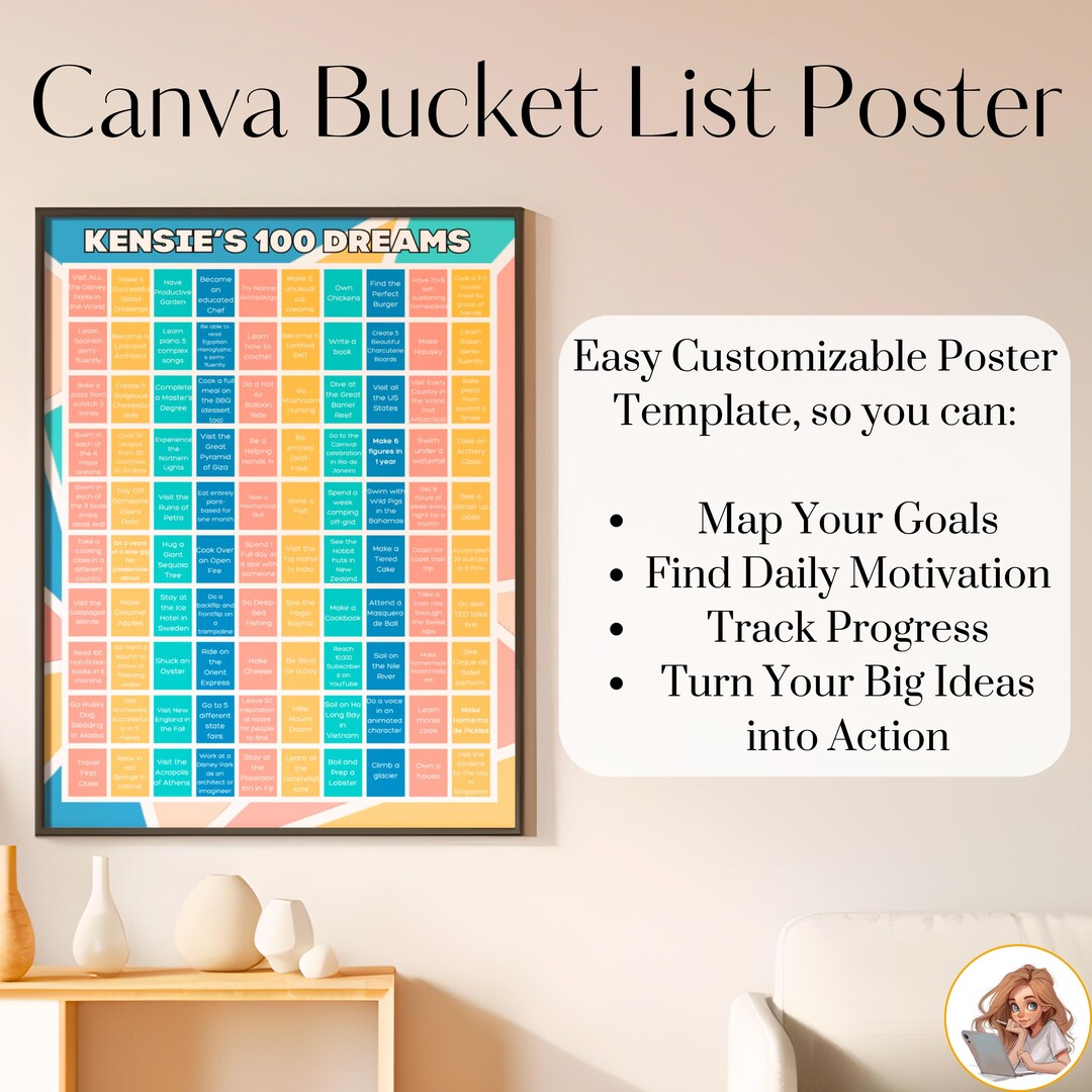 Customizable Canva Bucket List Poster | Poster Bucket Lists | Poster ...