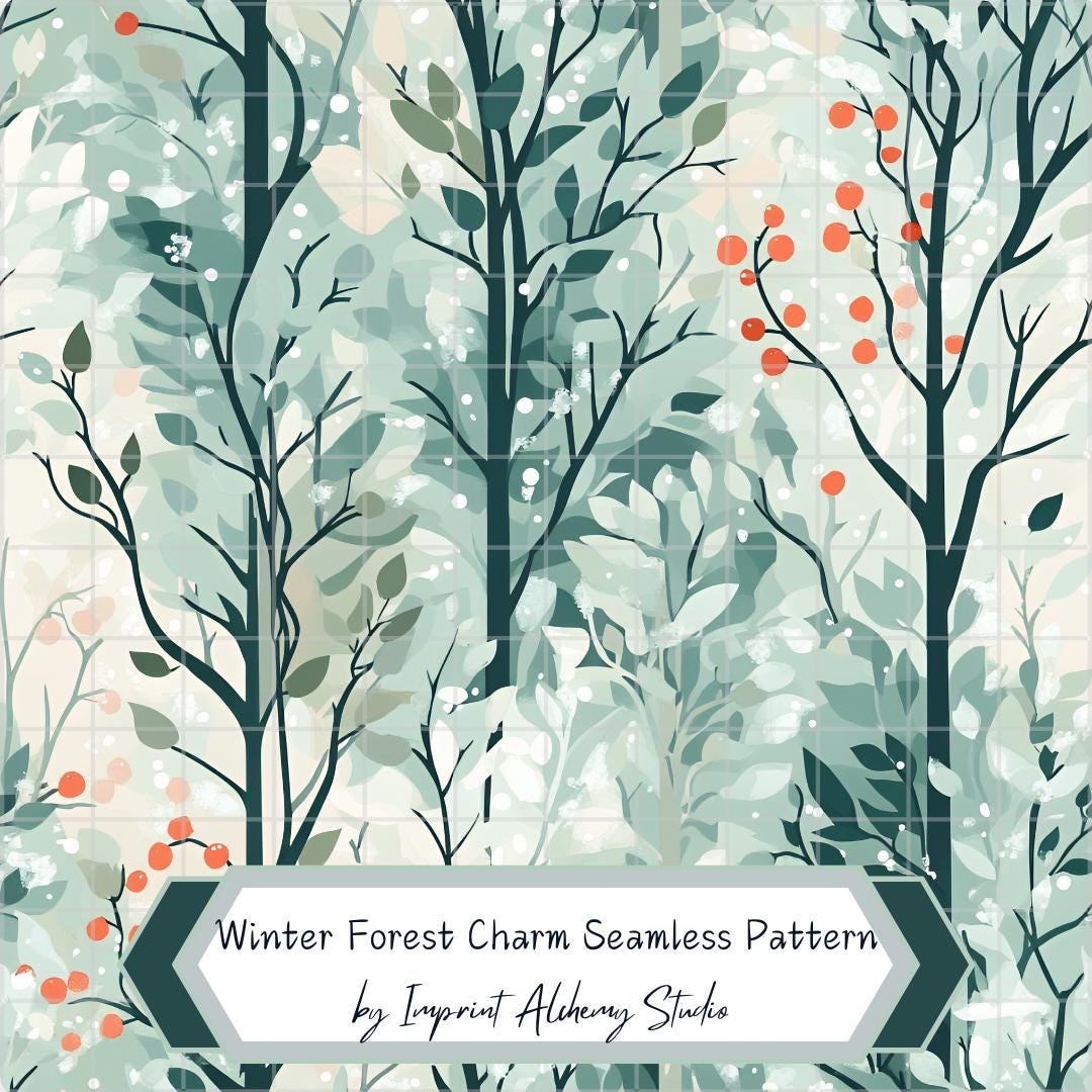 Winter Forest Seamless Commercial Use Pattern Wallart Christmas, Cards ...