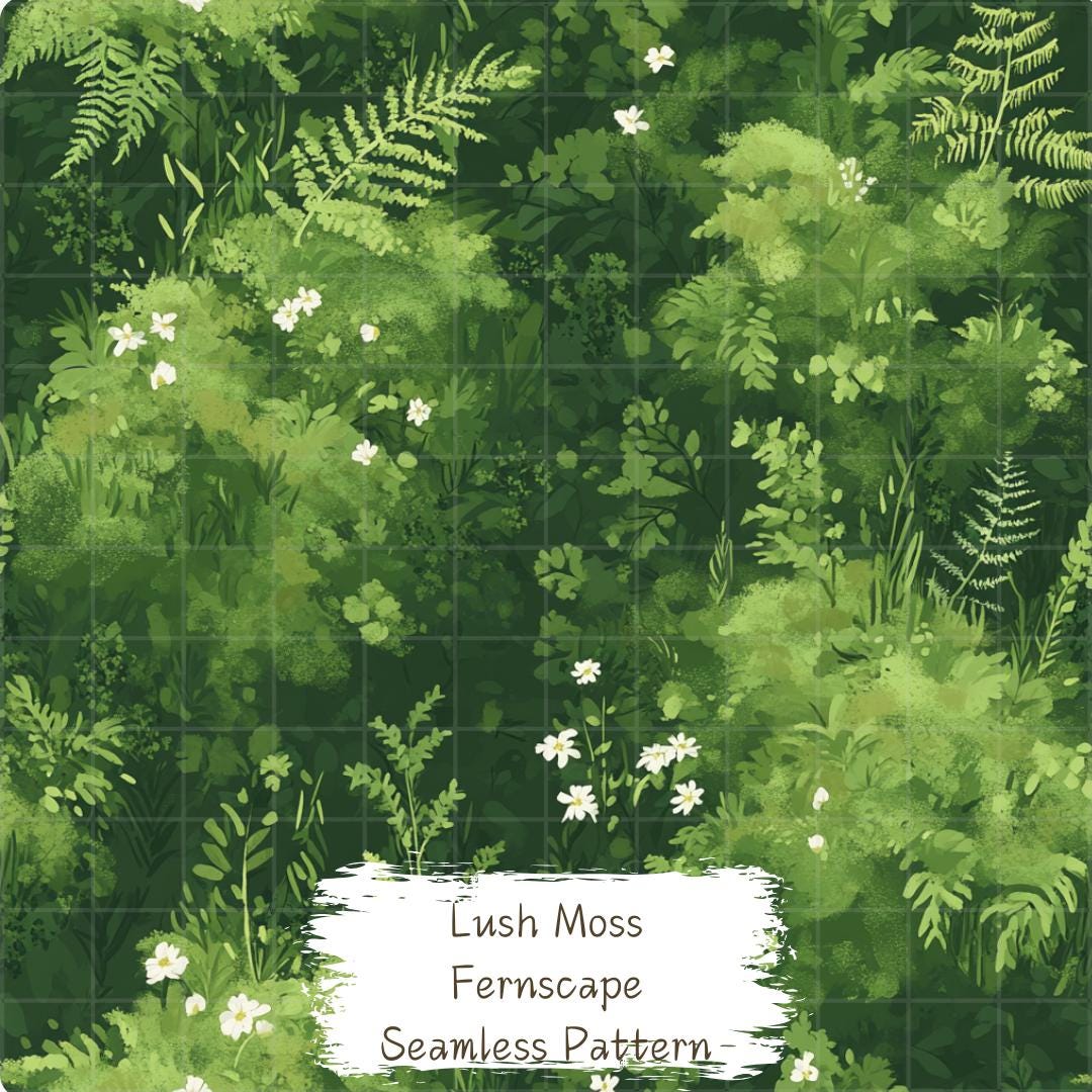 Lush Moss Fernscape Commercial Seamless Pattern | 300 DPI, Plants ...