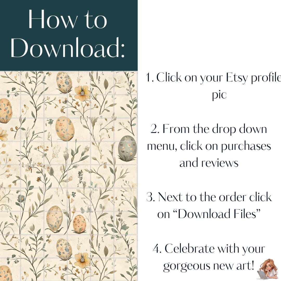 Vintage Easter Paper Commercial Seamless Pattern | Homely Vintage Decor ...