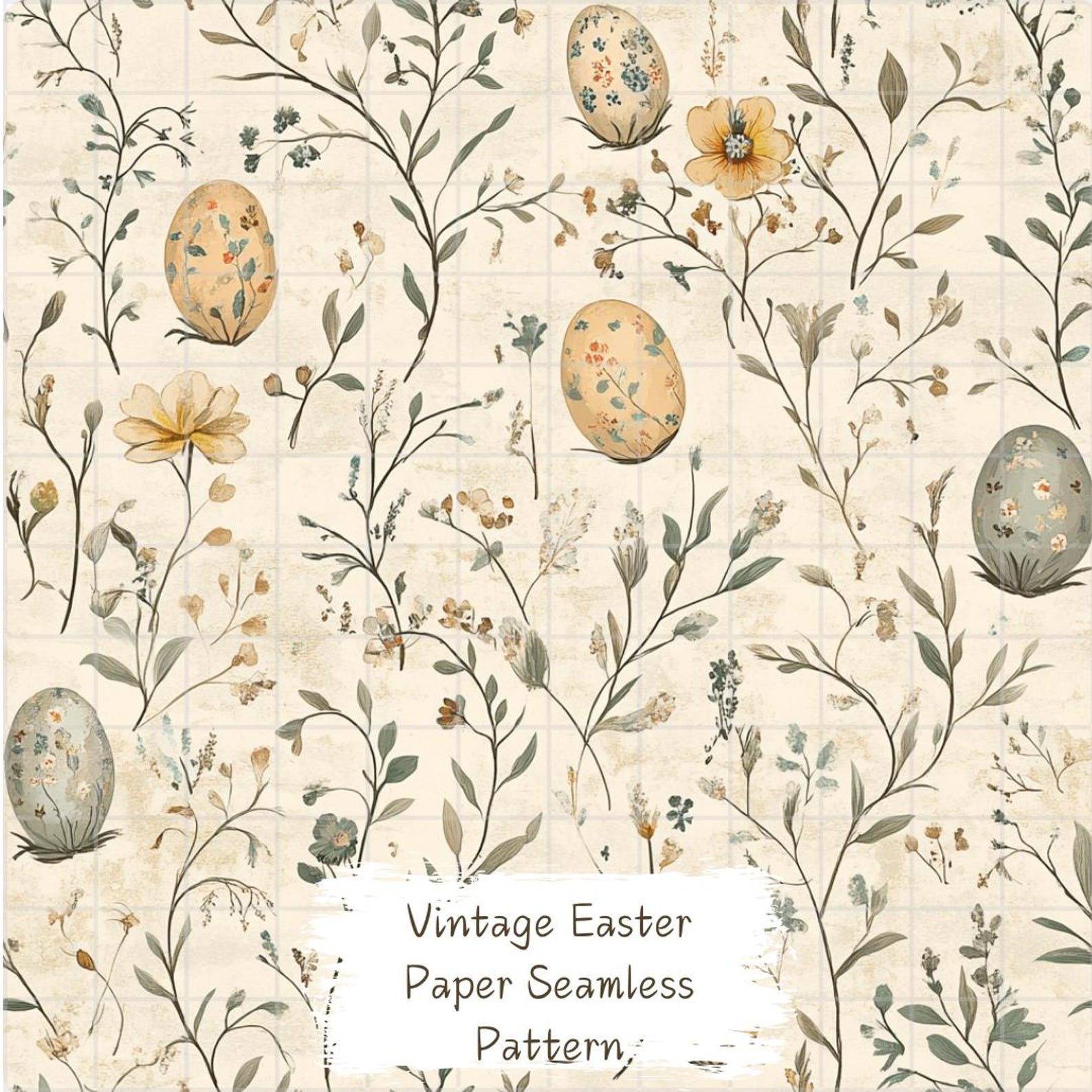 Vintage Easter Paper Commercial Seamless Pattern | Homely Vintage Decor ...
