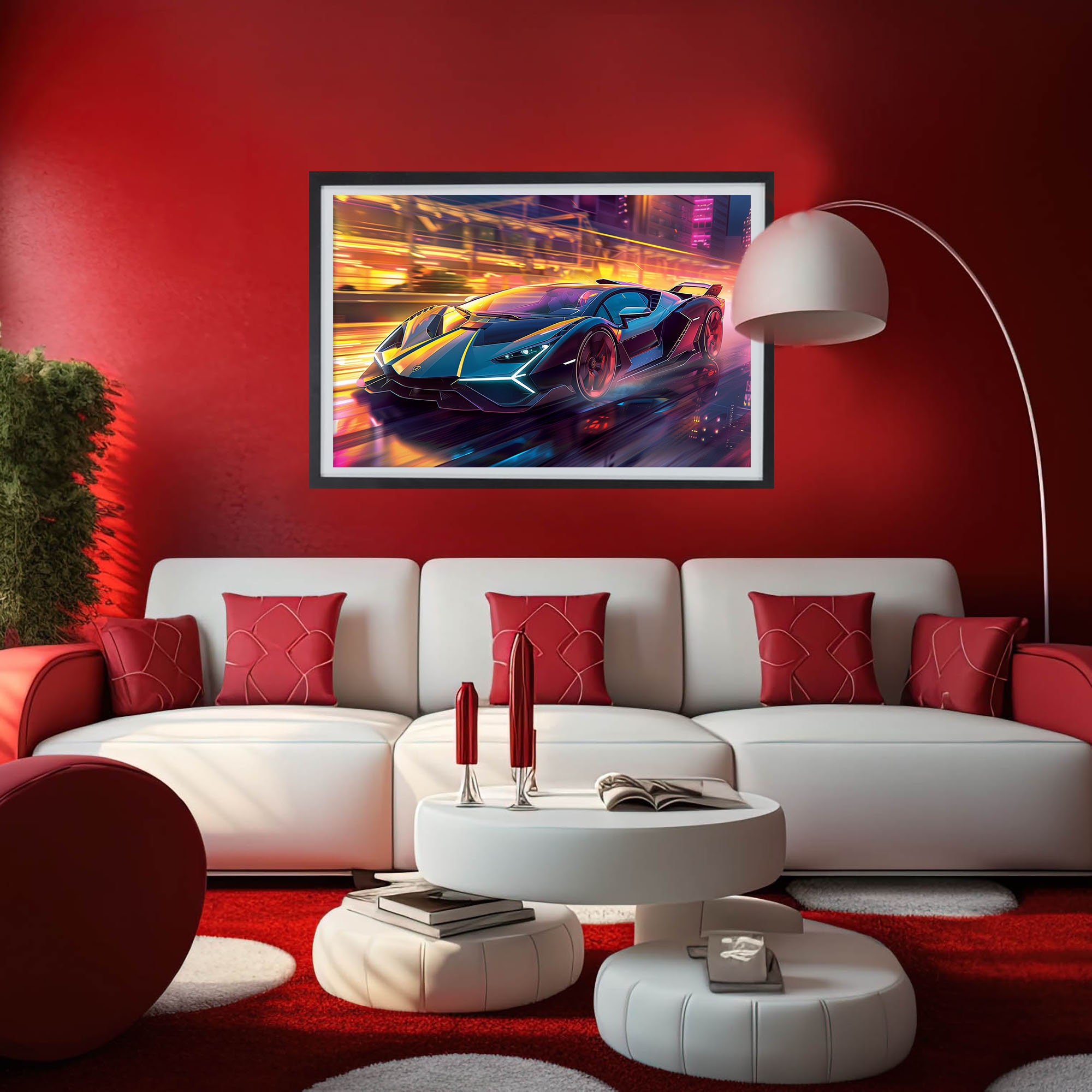 Lamborghini Aventador Sports Car Poster, Classic Race Print, Painting ...