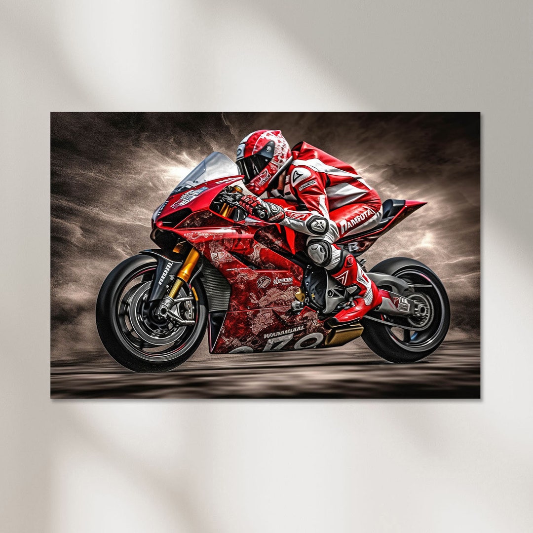 Ducati V4 Motorcycle Poster, Classic Biker Print, Sports Motorcycle ...