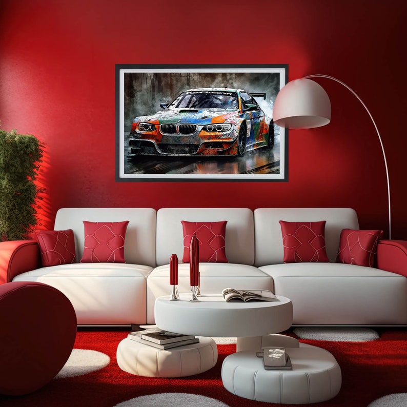 BMW M3, Car Poster, Classic Car Print, Retro Car Painting, Boys Room Poster, Sport Car Decor ...