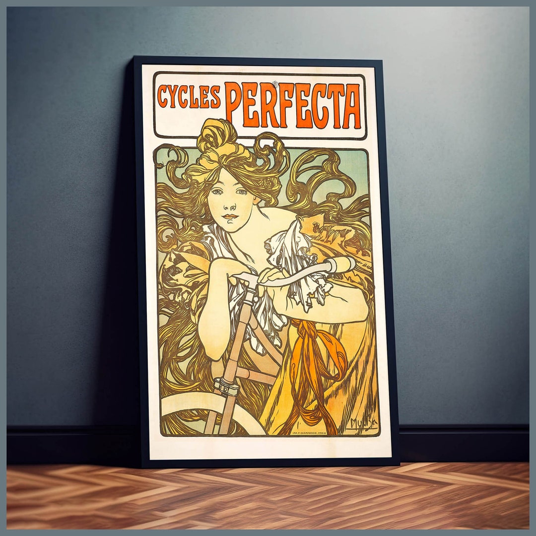 Czech Poster 1902 in Alphonse Mucha Style Bicycle Retro Advertising ...