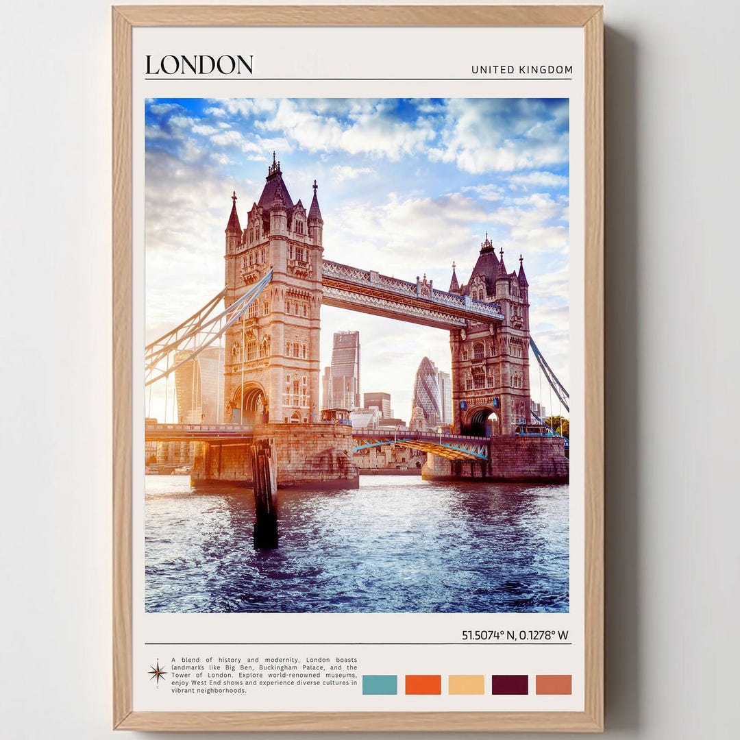 London Tower Bridge Poster, Iconic London Bridge Artwork, London ...