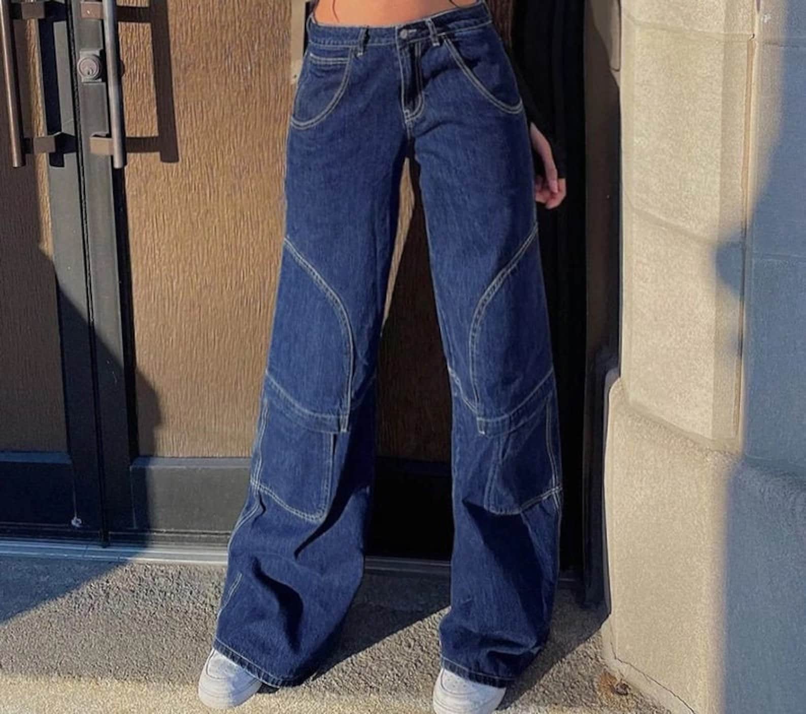 Streetwear High Waist Wide Leg Jeans Y2k Aesthetics Denim Etsy