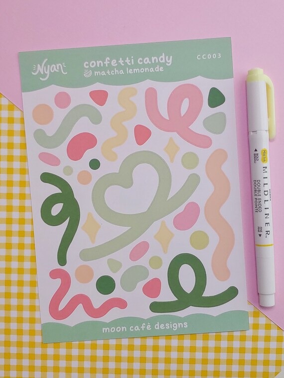 Pastel Green Flower Confetti Polco Deco Planner Stickers Deco | Etsy