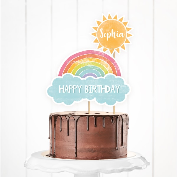 Rainbow Cake Topper - Etsy