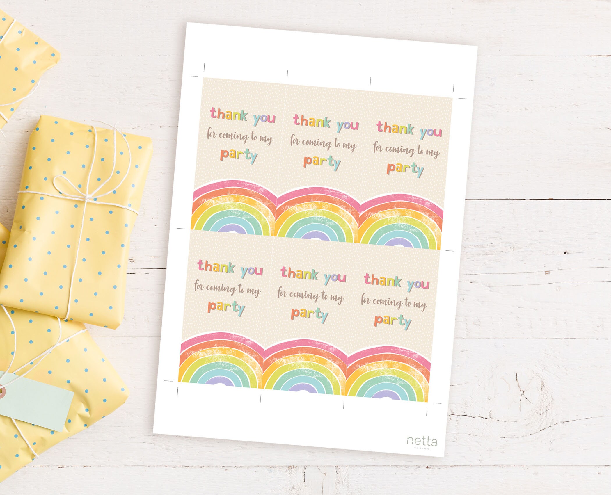 Colorful Rainbow Gift Tags, Thank You Tags Rainbow, Rainbow Birthday ...
